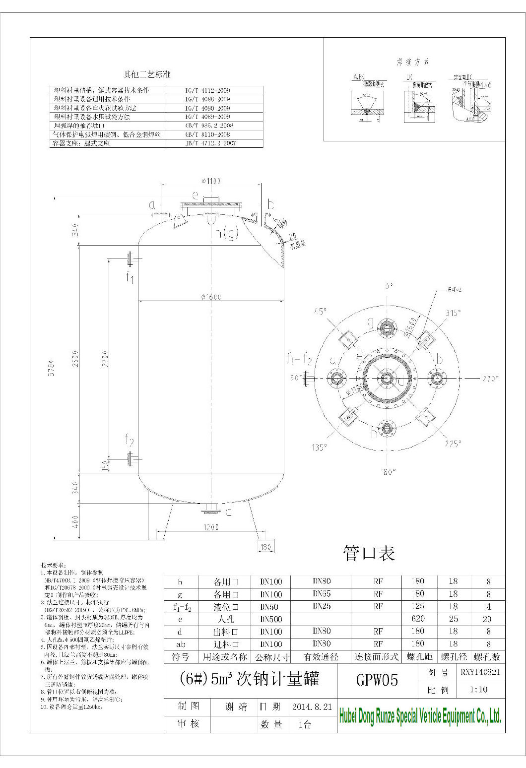 Wholesale HCl Naclo Storage Dosing Tanks (Carbon Steel Tank Lined LLDPE ...
