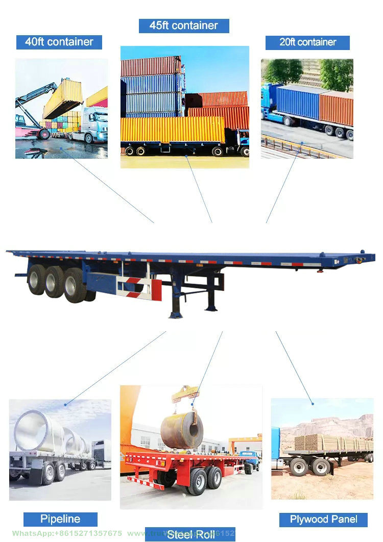 Wholesale 4 Axles Heavy Duty Container Flatbed Semi Trailer 14m in ...
