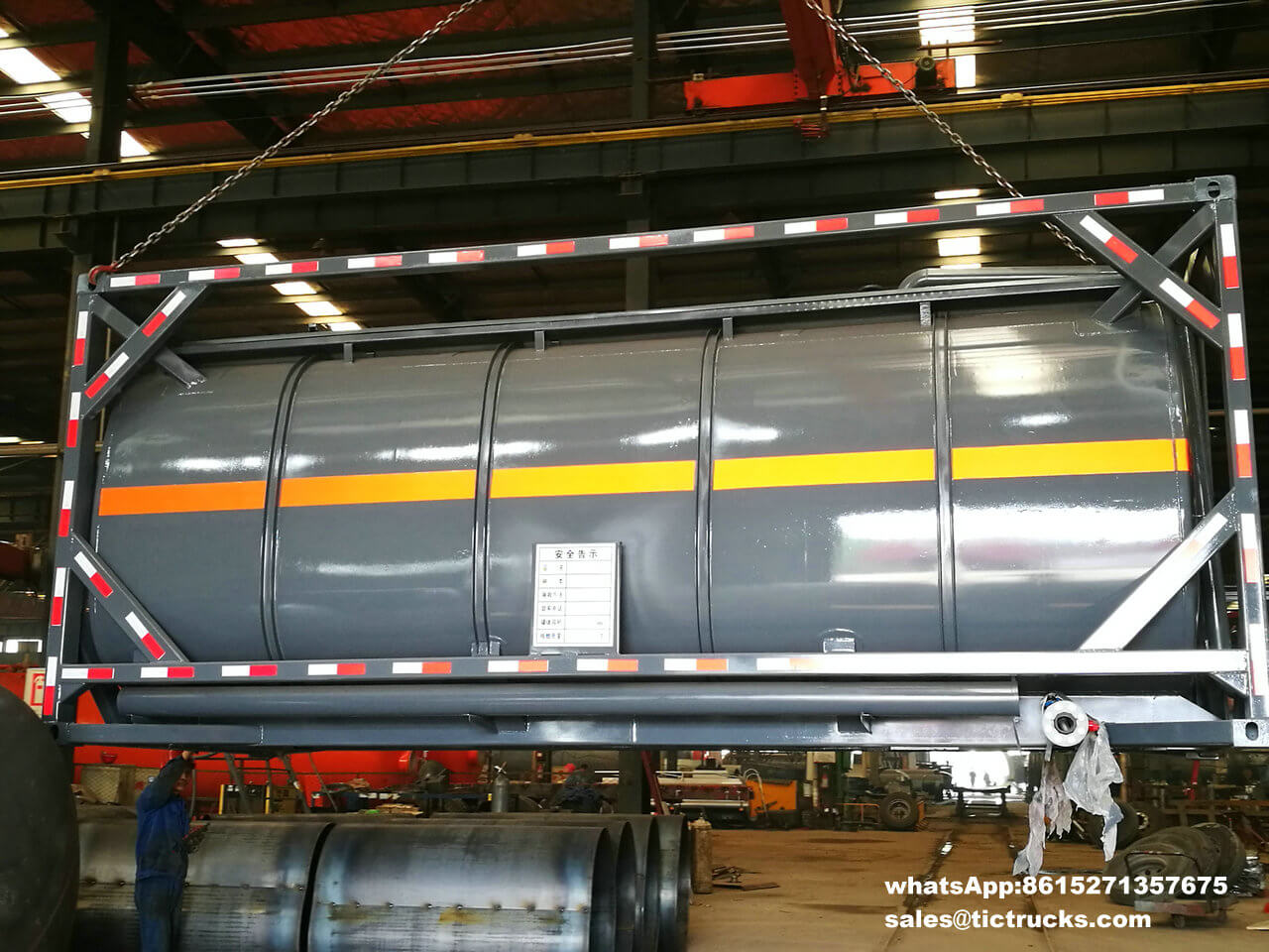 20ft Hydrochloric acid, Sodium hypochlorite Tank Containers with pipe ...